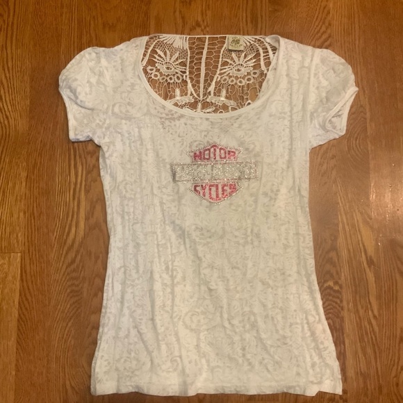 Ocean Blue | Tops | Ocean Blue Top Women Harley Davidson Bling Open ...